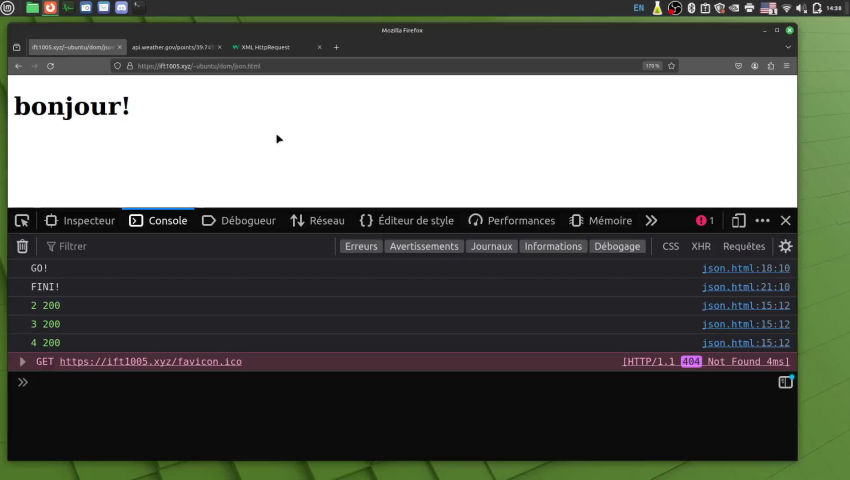 IFT1005A - 2024 | Javascript et DOM (JSON,AJAX,synchronisation) - Peertube du DIRO
