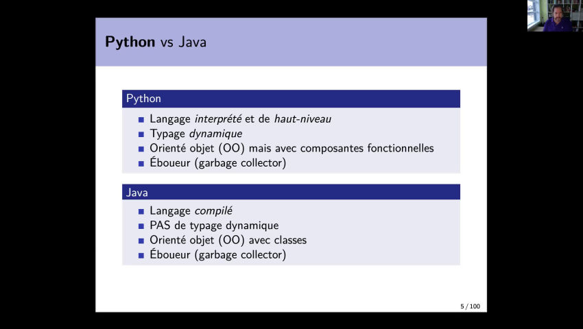Module 1. Intro Java (vs Python).01.Python vs Java - Peertube du DIRO