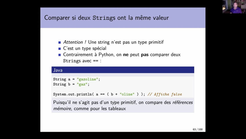 Module 1.Intro Java (vs Python).05.Strings - Peertube du DIRO