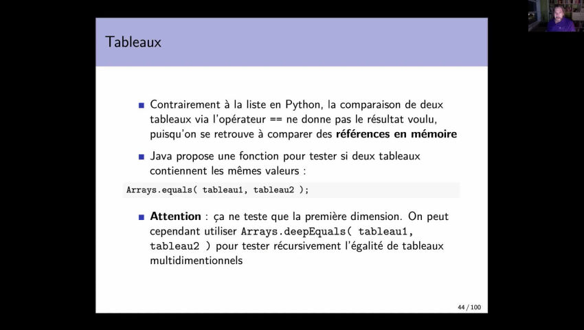 Module 1.Intro Java (vs Python).04.Tableaux - Peertube du DIRO